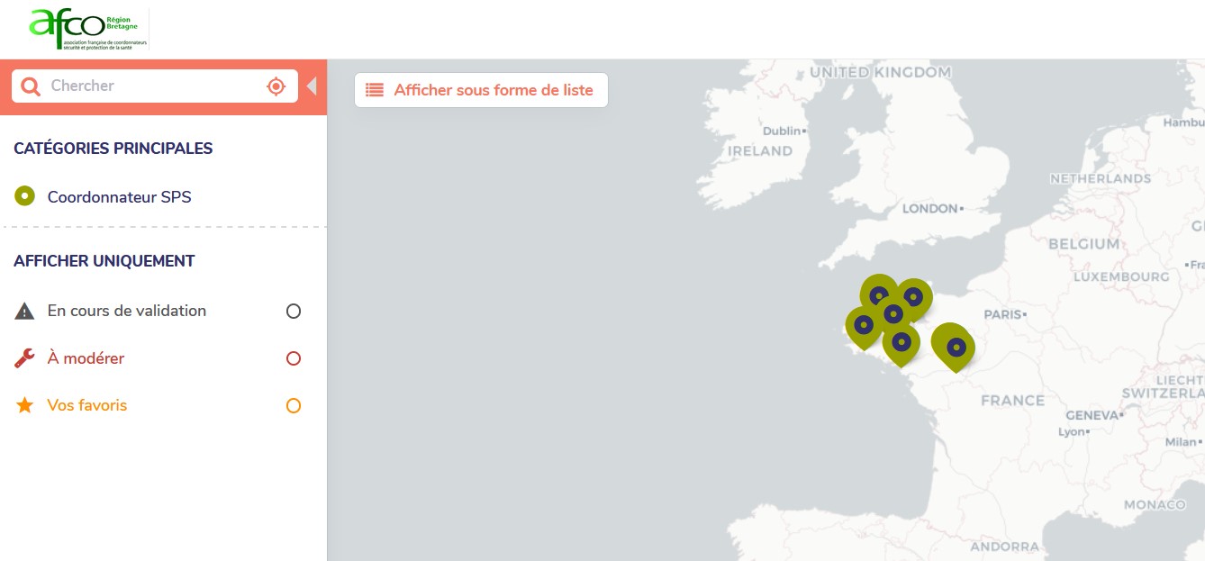 Une carte interactive pour trouver votre coordinateur SPS - AFCO Fédération